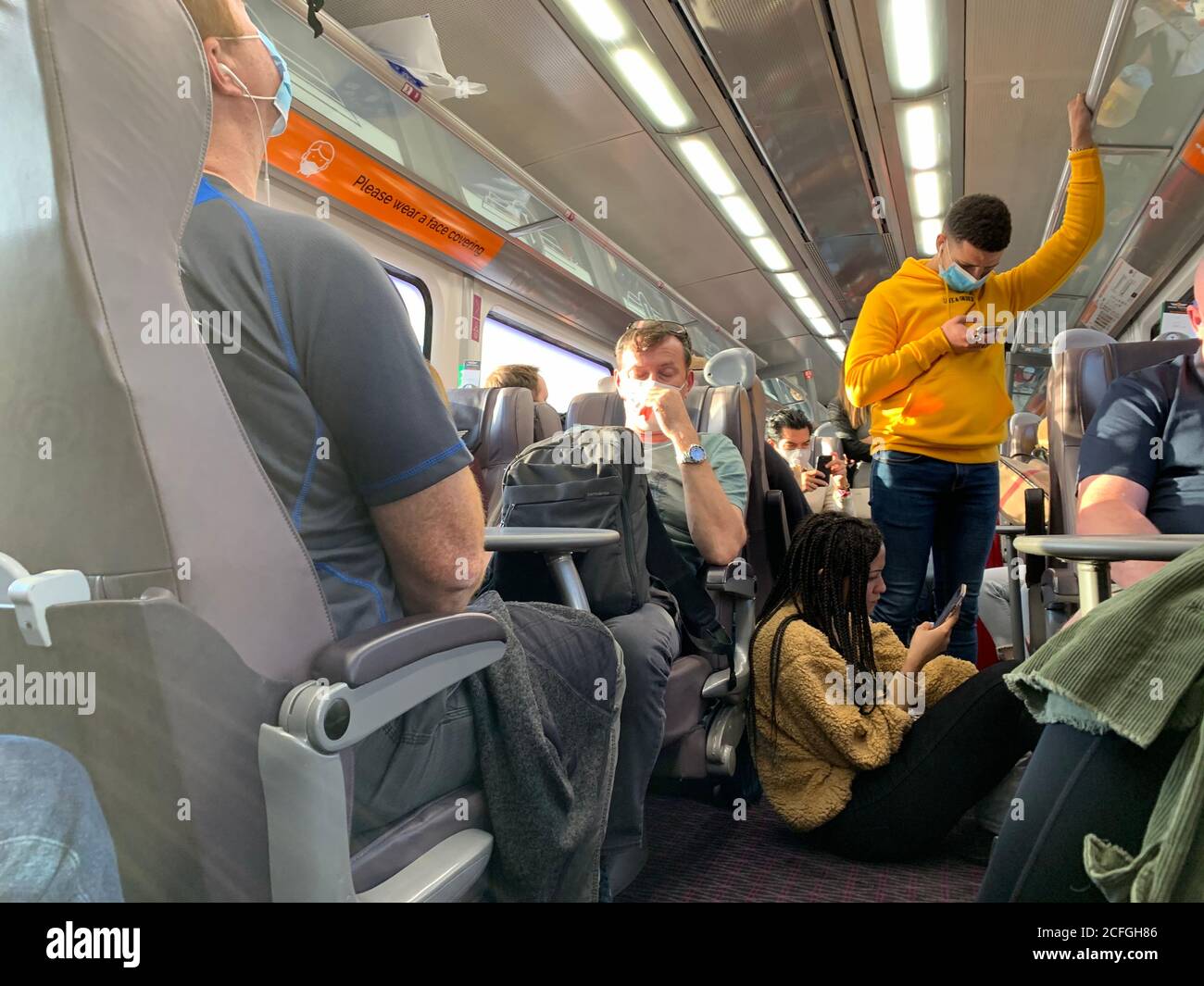 An over crowded Grand Central Trains (2020) heading towards London. The ...