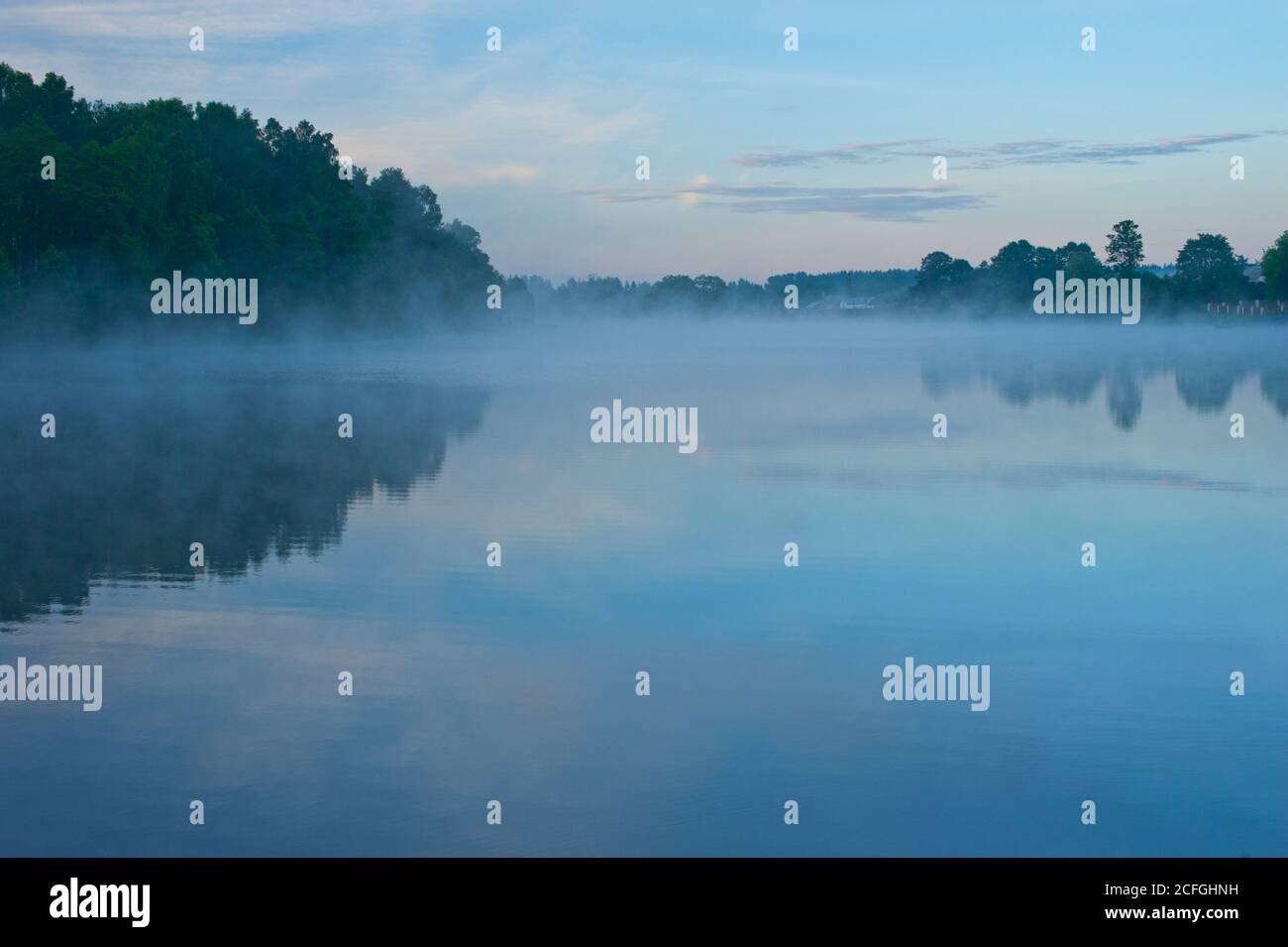 Lake and fog Stock Photo - Alamy