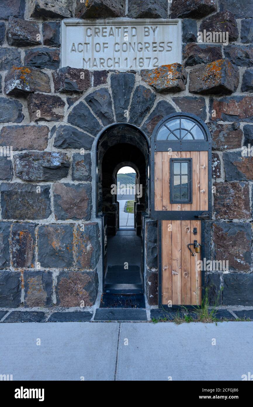 Door of Tunnel Through Entrance Gate to Yellowstone National Park Stock ...
