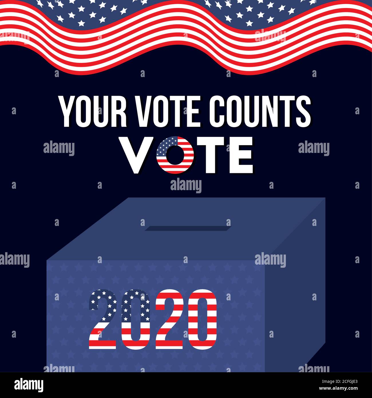 your vote counts 2020 with box and usa flag vector design Stock Vector ...