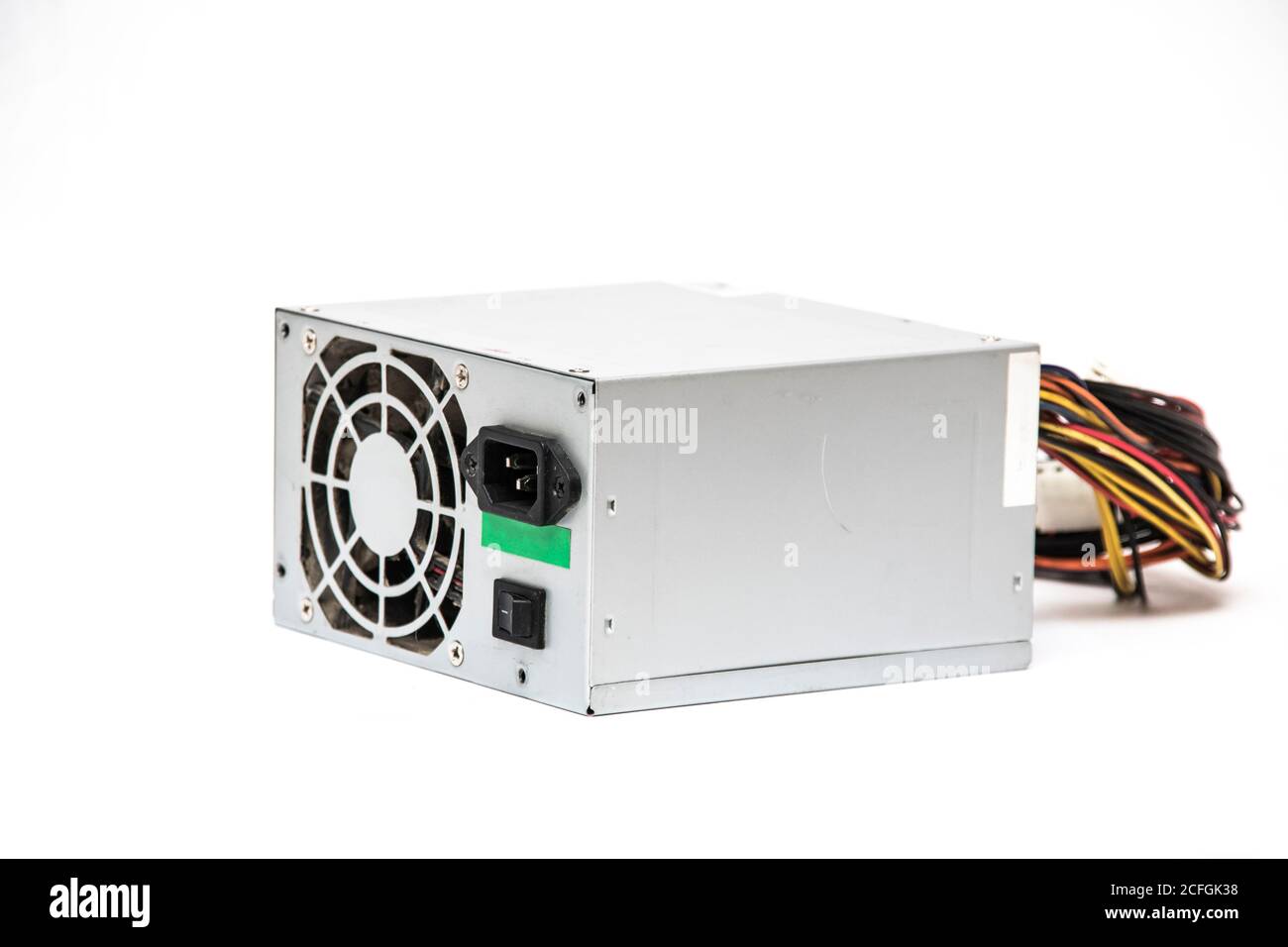 Computer power supply on a white background Stock Photo - Alamy