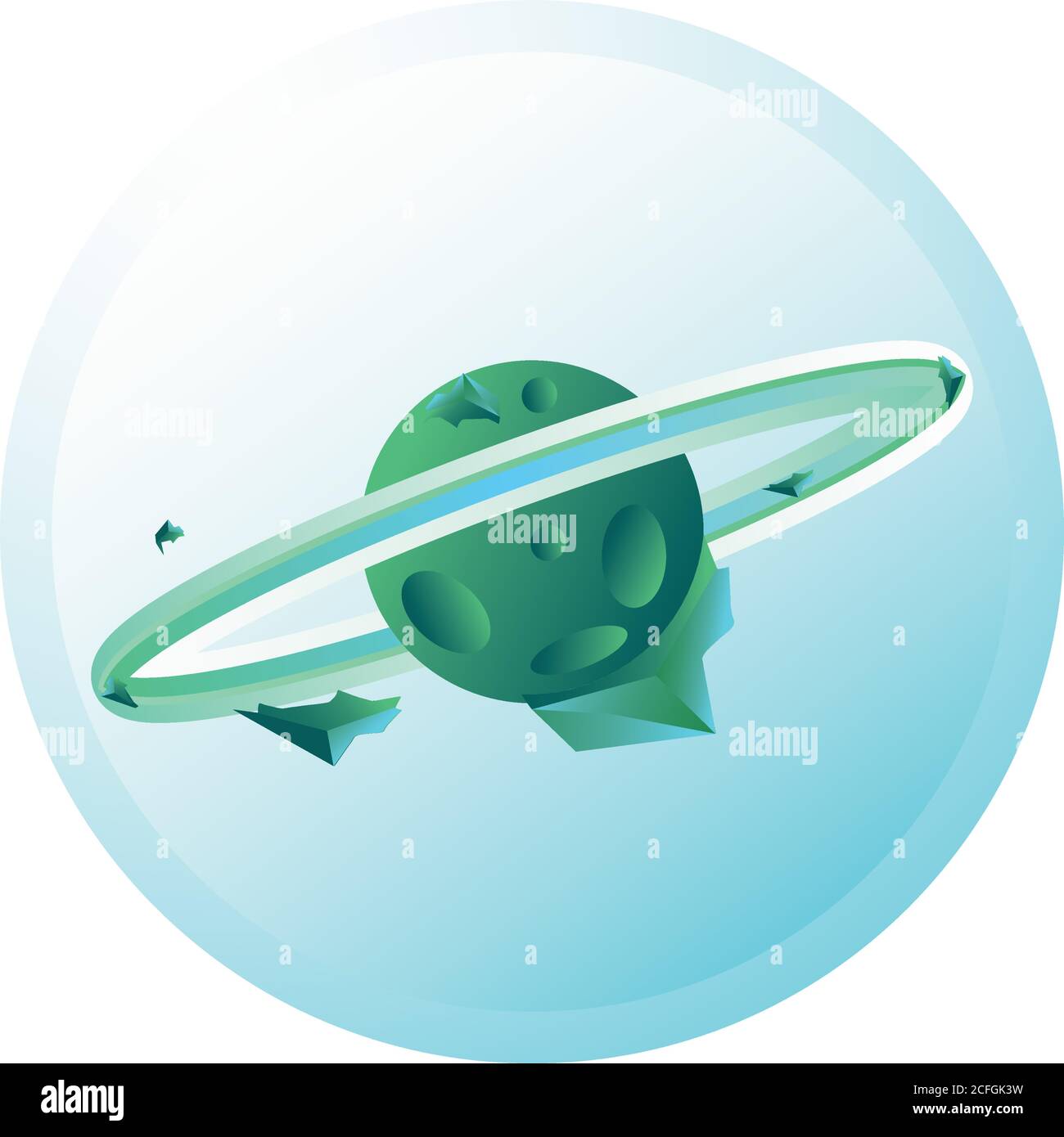 planet or asteroid of the solar system green color vector illustration ...