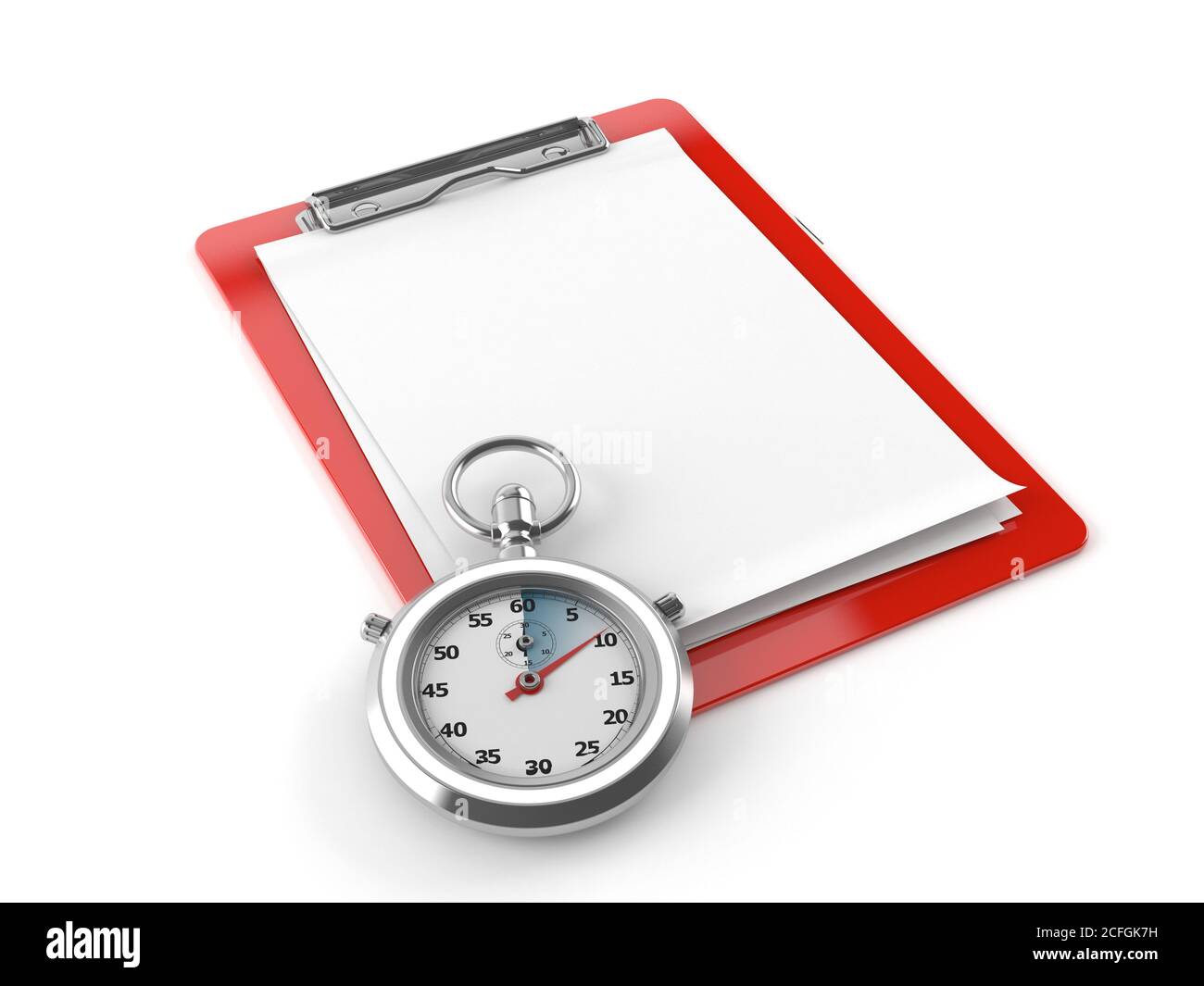 Clipboard with stopwatch isolated on white background Stock Photo - Alamy
