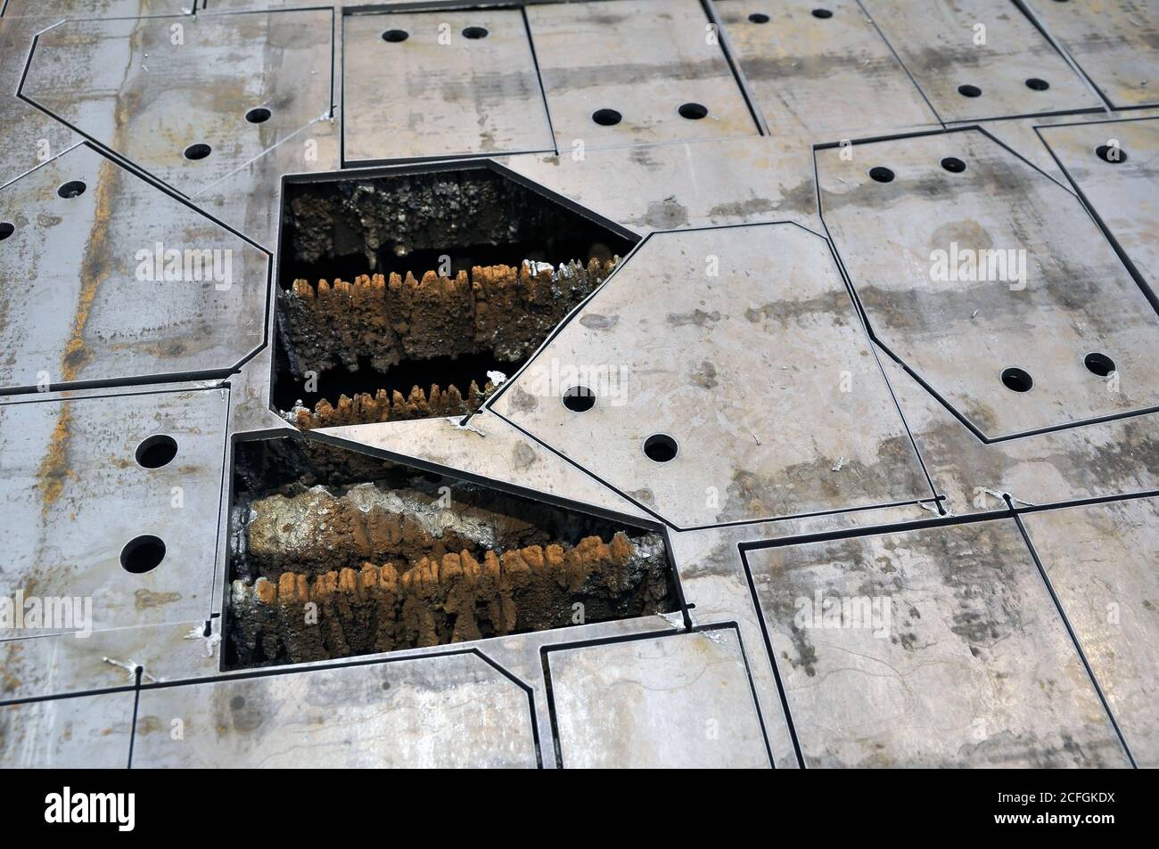 Plasma cutting at the factory. Cut sheet metal. details Stock Photo - Alamy