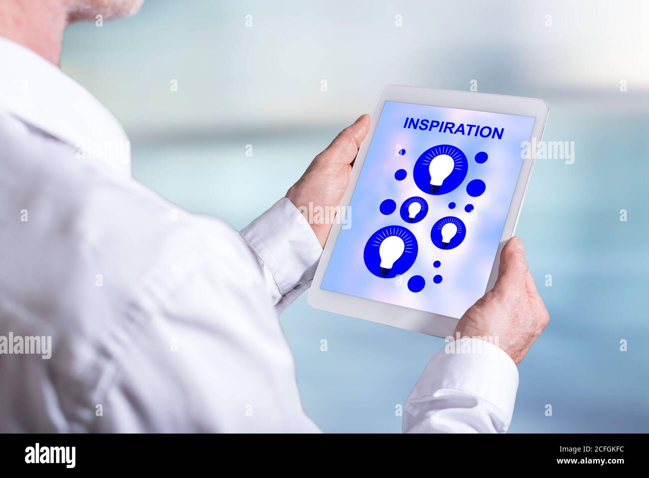Tablet screen displaying an inspiration concept Stock Photo - Alamy