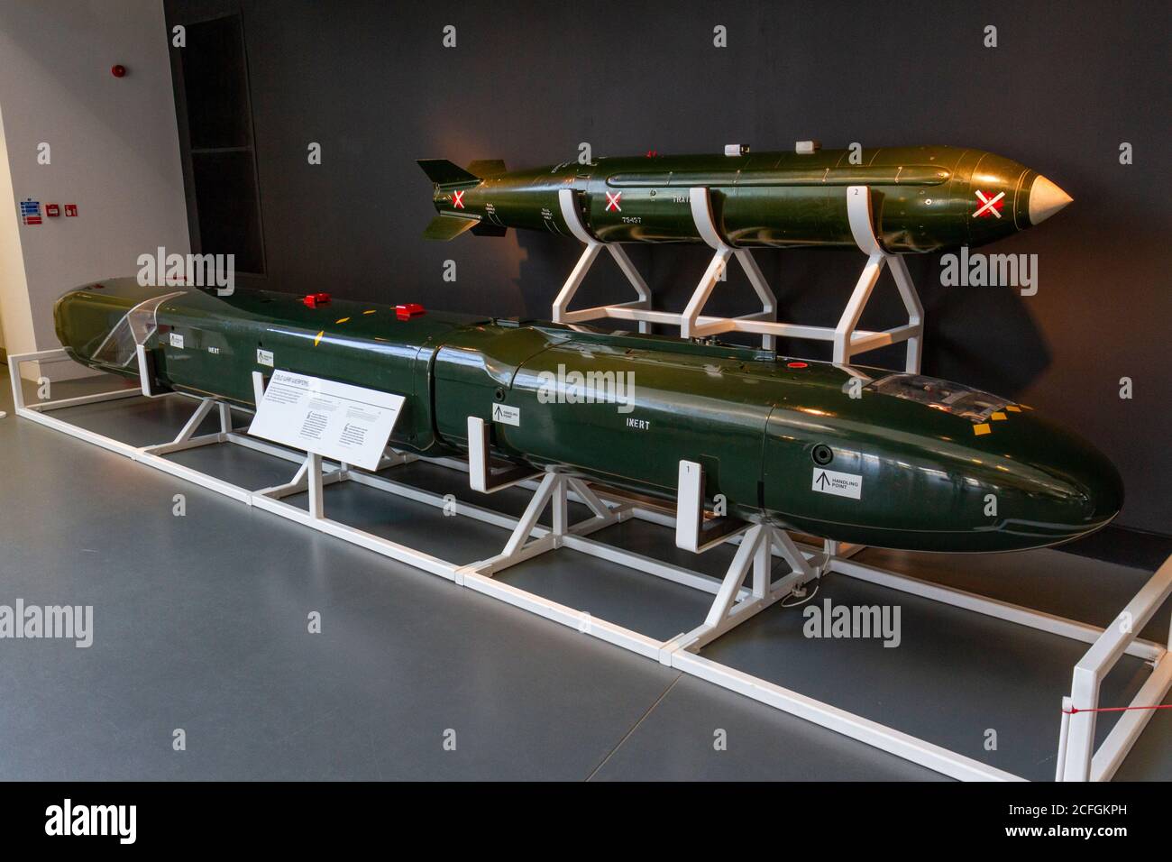 A Hunting JP233 airfield denial weapon and WE177C nuclear weapon on the ...