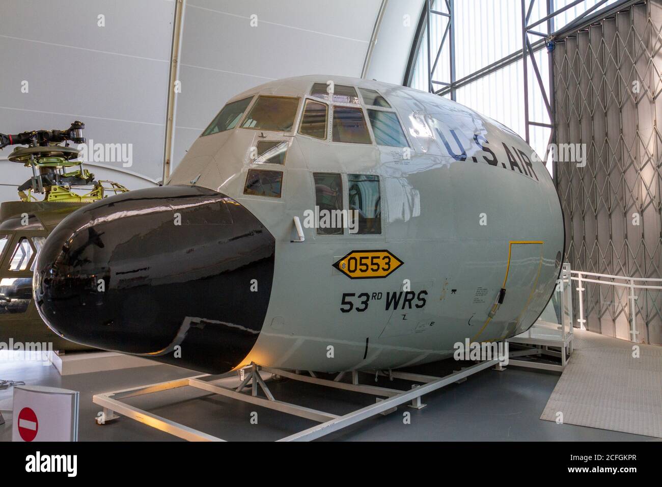 The nose section of a Lockheed WC-130E Hercules transport plane on ...