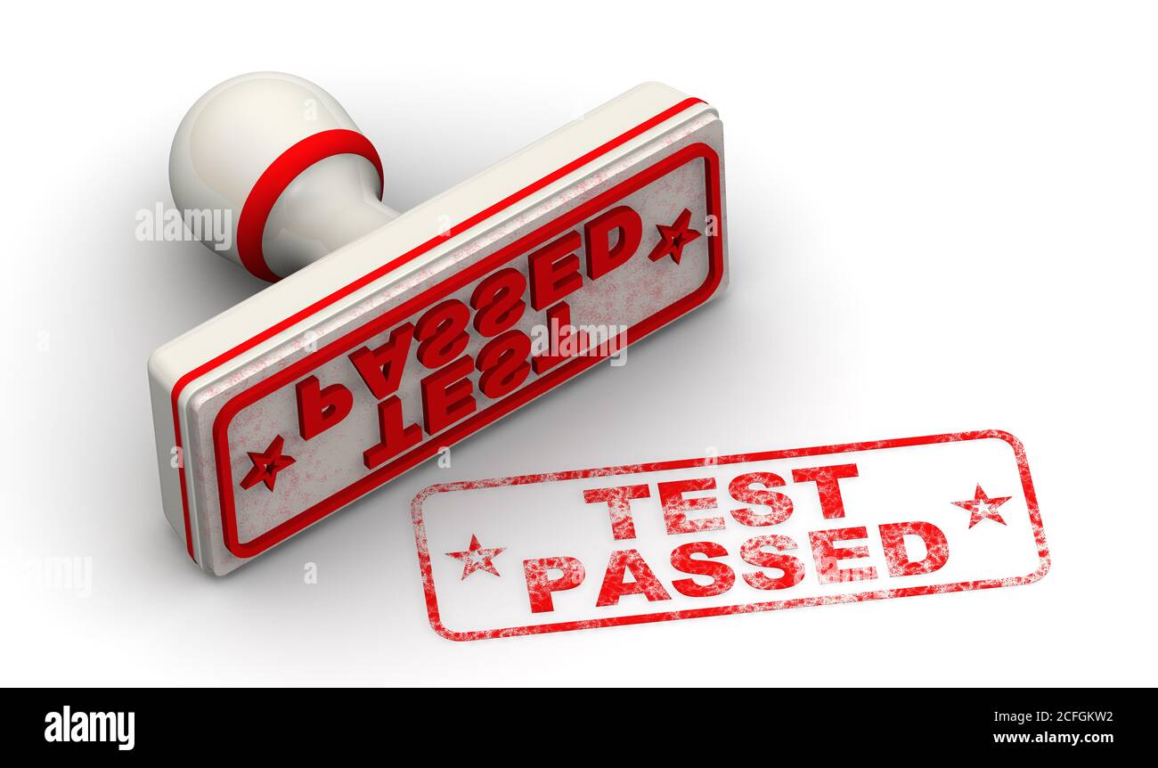 Test passed. The stamp and an imprint. White stamp and red imprint TEST ...