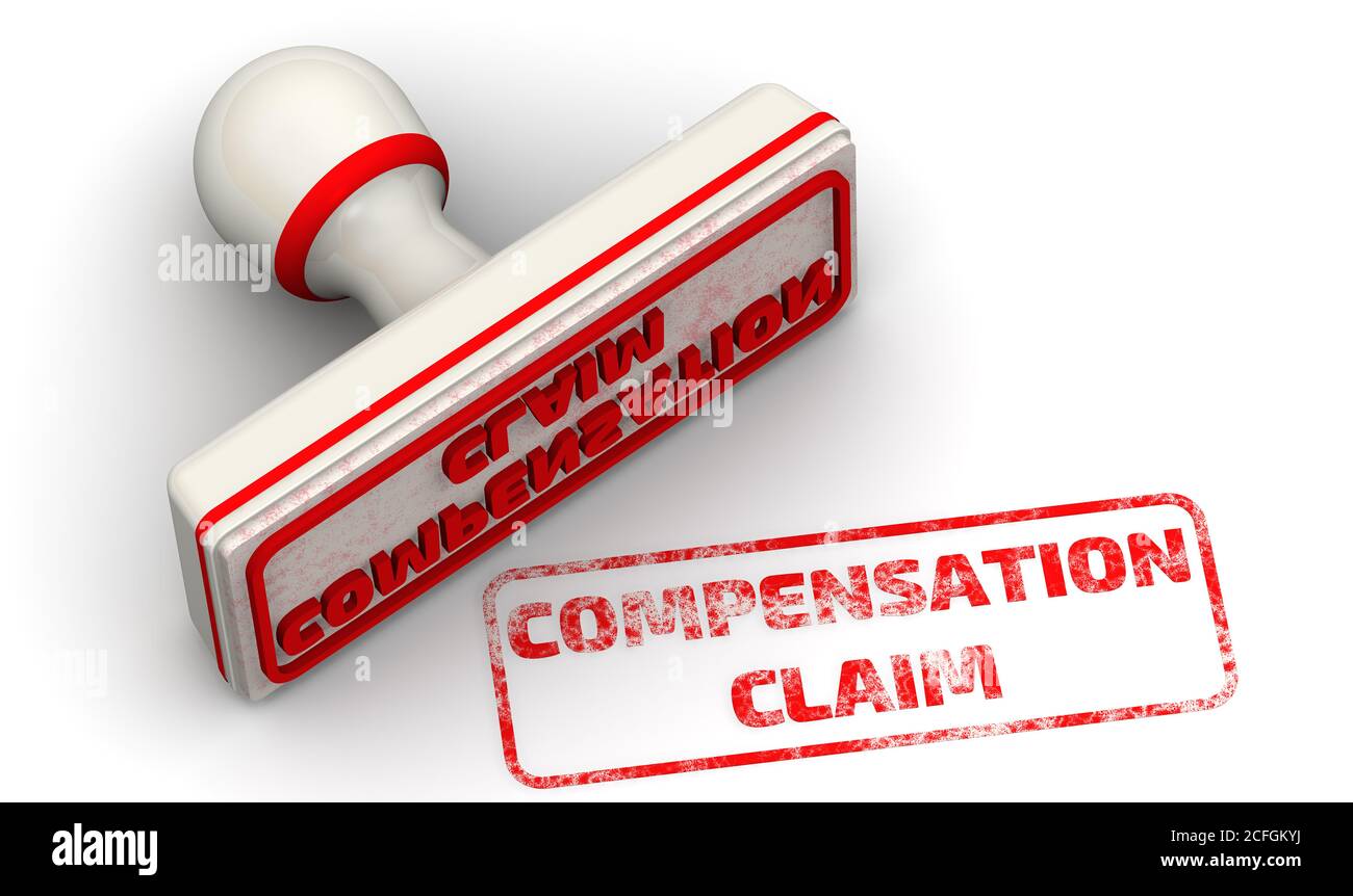 Compensation claim. The stamp and an imprint. White seal and red ...