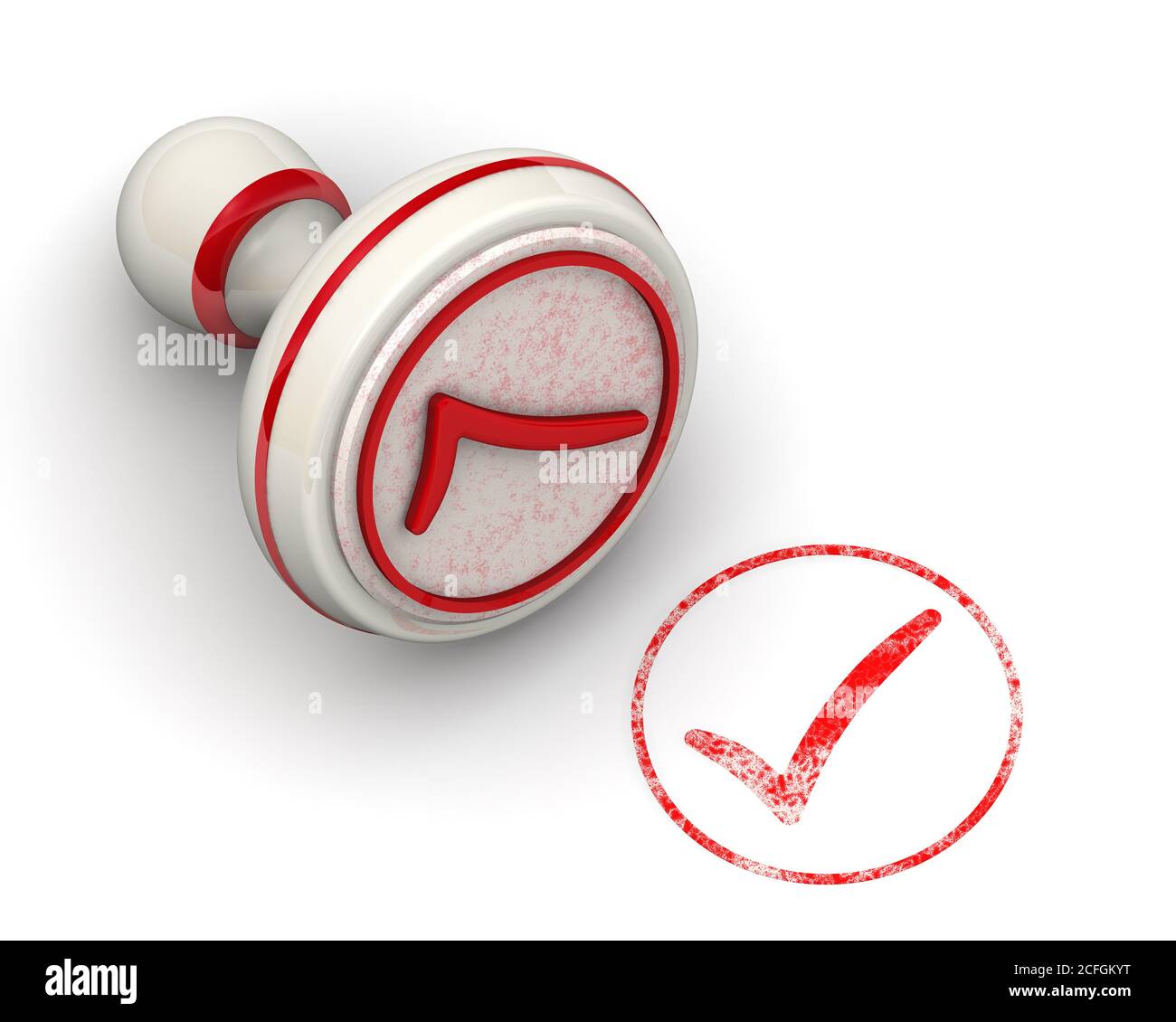 The choice is made. The stamp and an imprint. The checkmark as white ...