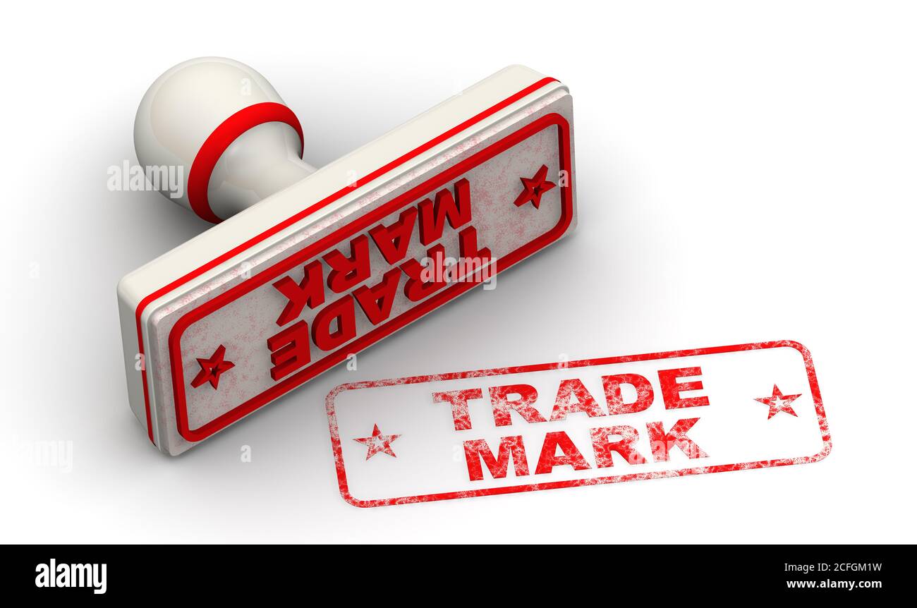 Trademark. The stamp and an imprint. White stamp with red imprint ...