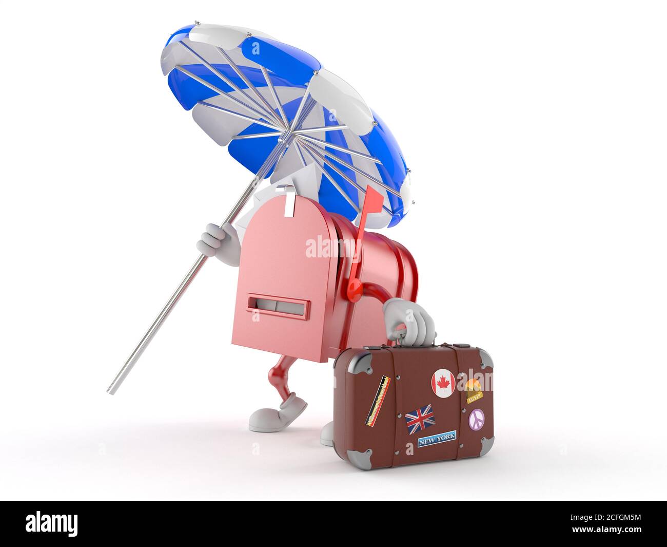 Mailbox character with luggage isolated on white background Stock Photo ...