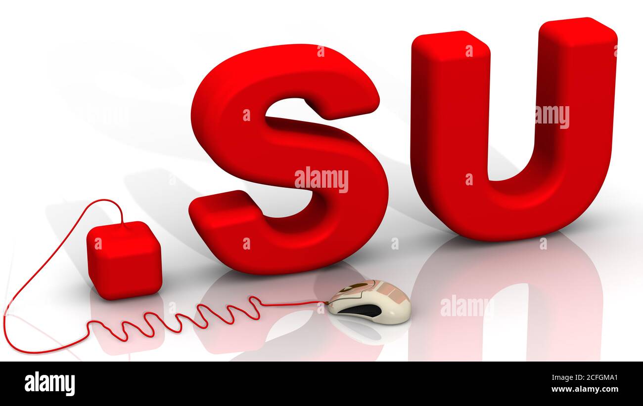 International domain .su. Red inscription .SU and computer mouse on ...