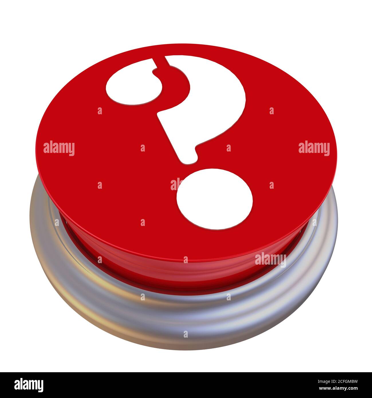 Button with question mark. Question mark on red button labeled on white ...