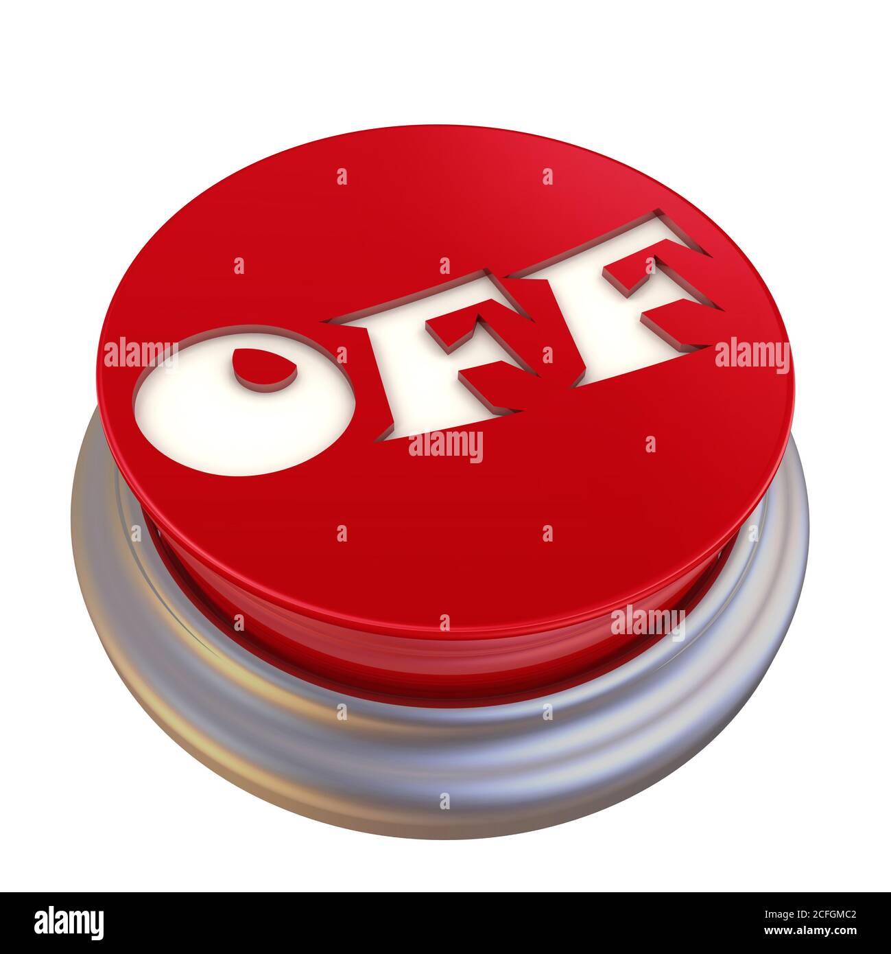 Red button labeled with word OFF. Round red button with the word OFF ...