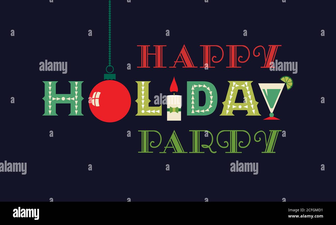 Christmas happy holiday party flat vector greeting Stock Vector Image ...