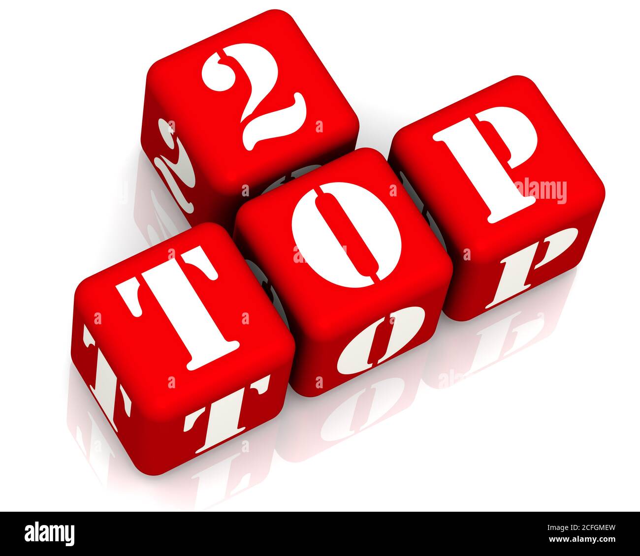 Top 20. Top twenty ranking. Red cubes labelet with letters form the ...