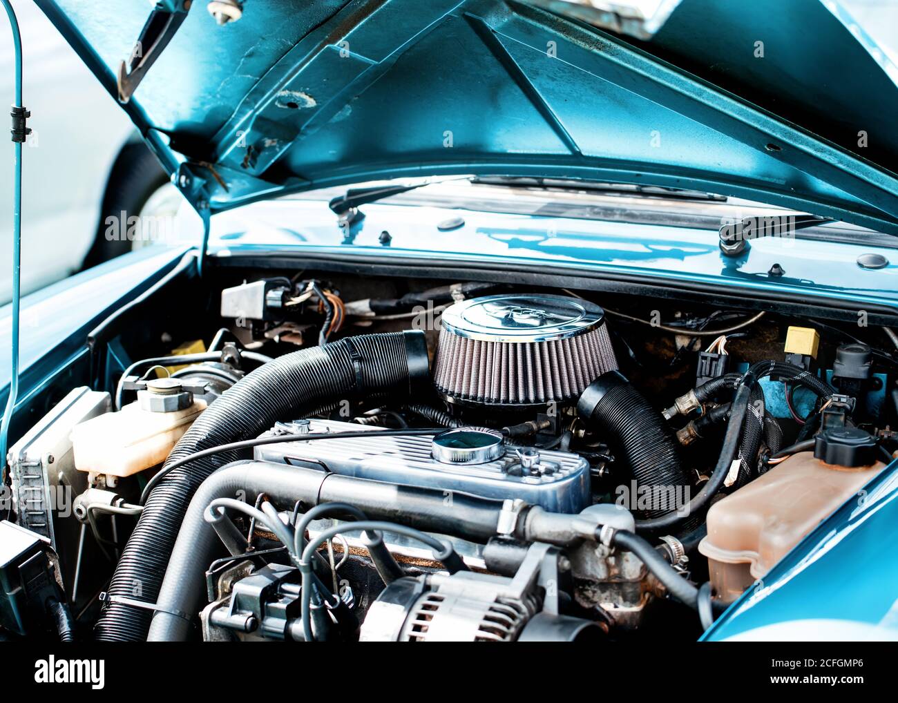old car engine at the exhibition Stock Photo - Alamy