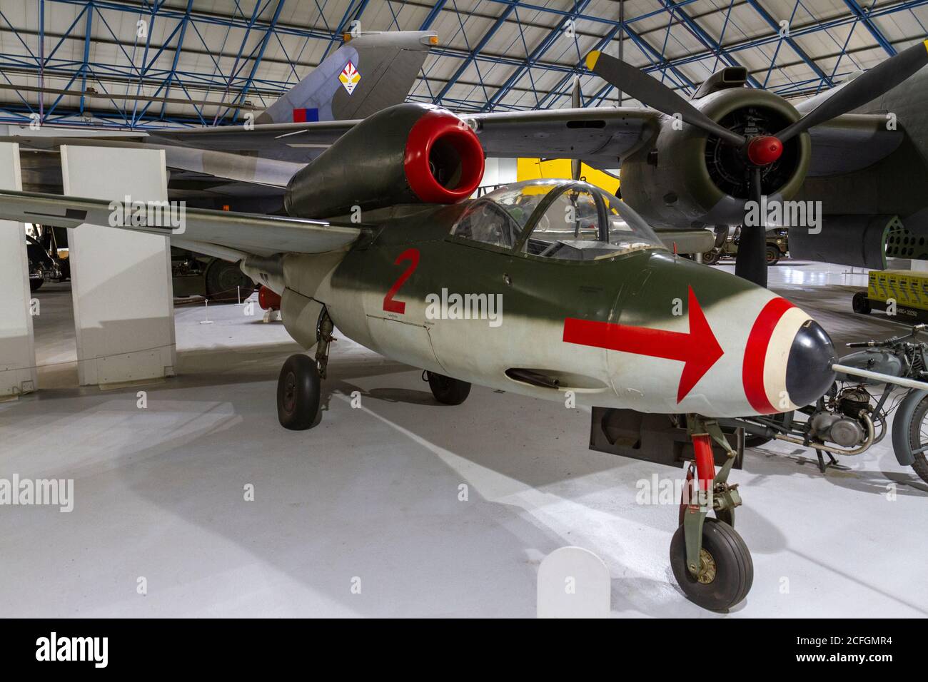 A Heinkel He 162 jet fighter (1945) on display in the RAF Museum ...