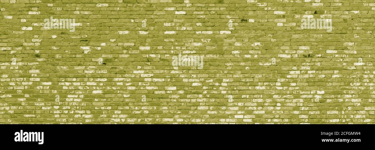 Chartreuse green brick building wall. Interior of a modern loft ...