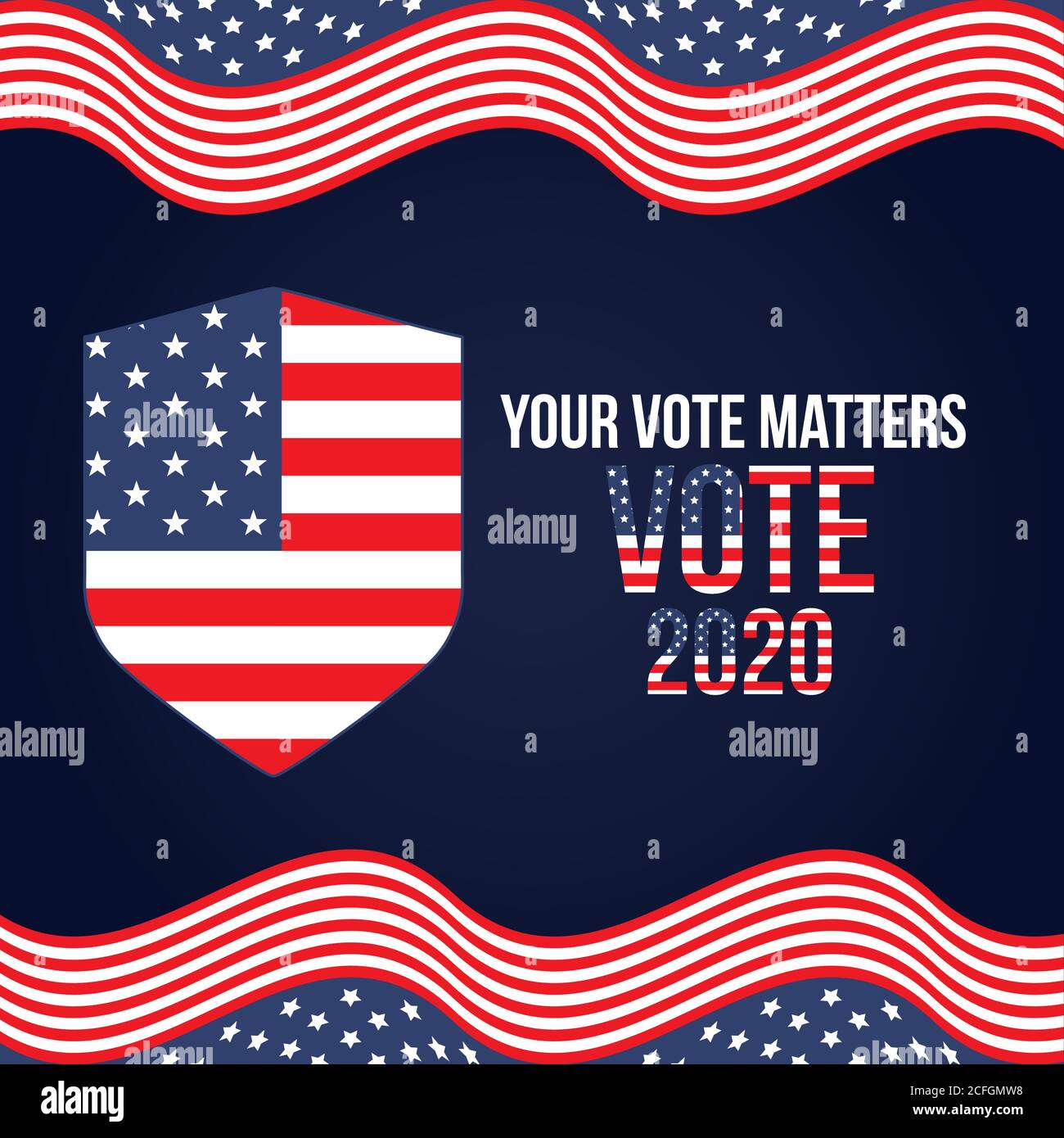your vote matters 2020 with usa flag shield vector design Stock Vector ...