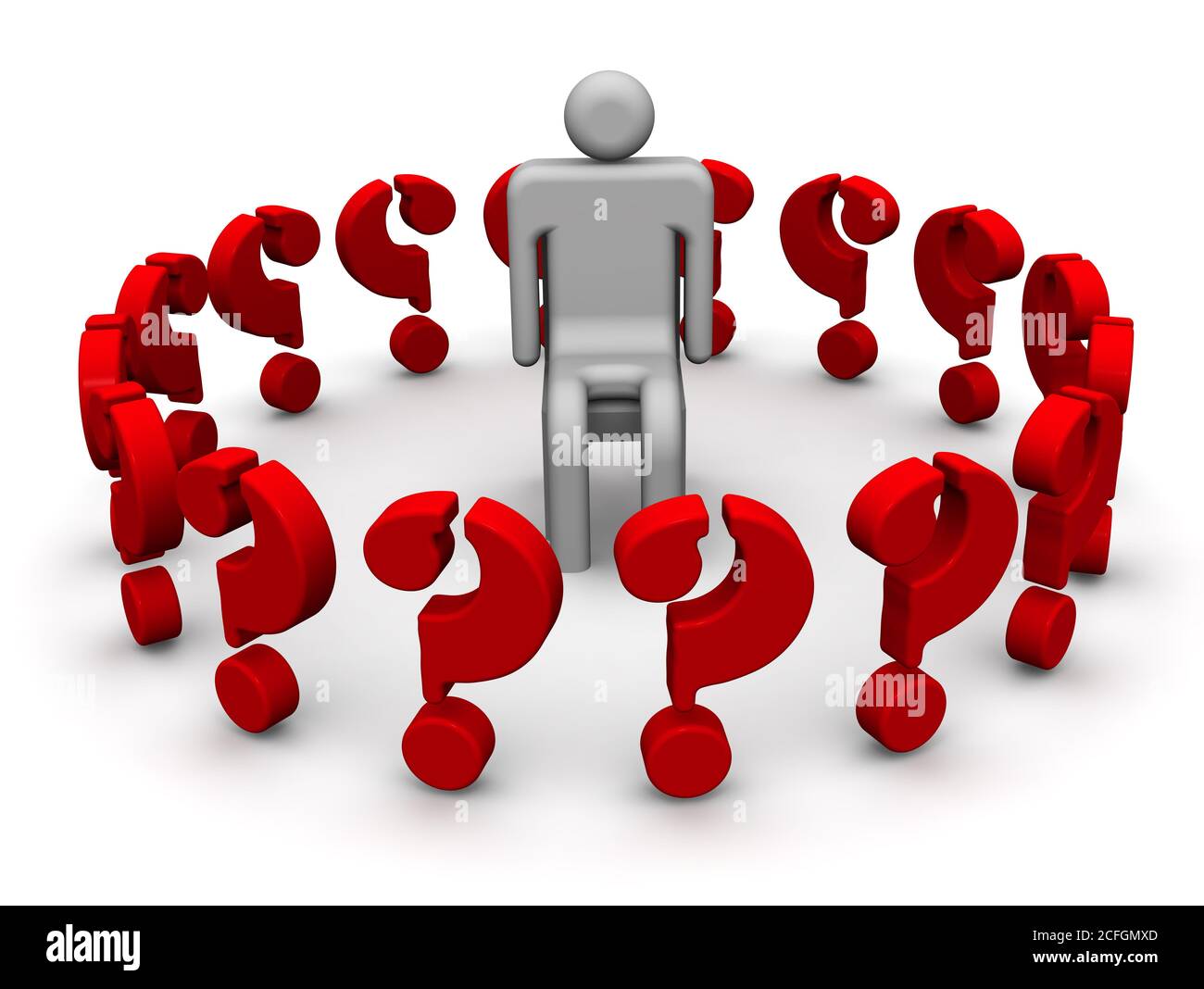 There are only problems around. Symbolic man sitting on the chair with ...