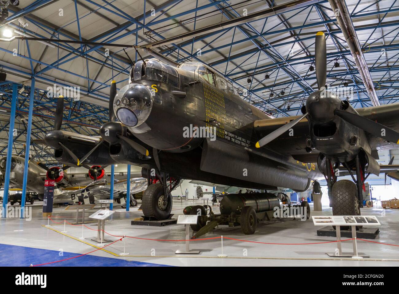 A World War Two Avro Lancaster 1 bomber on display in the RAF Museum ...