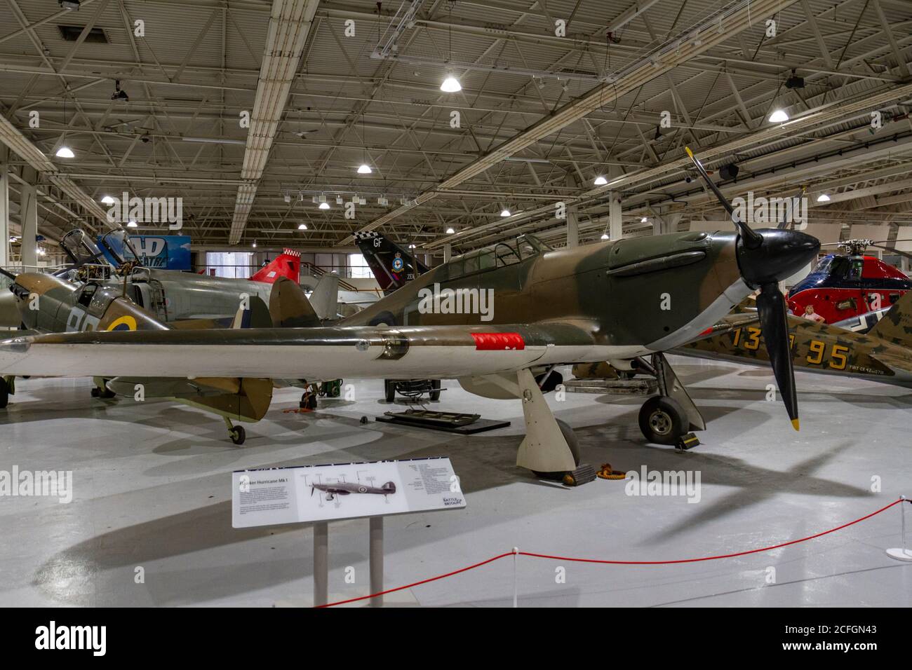 A World War II Hawker Hurricane MkI fighter on display in the RAF ...