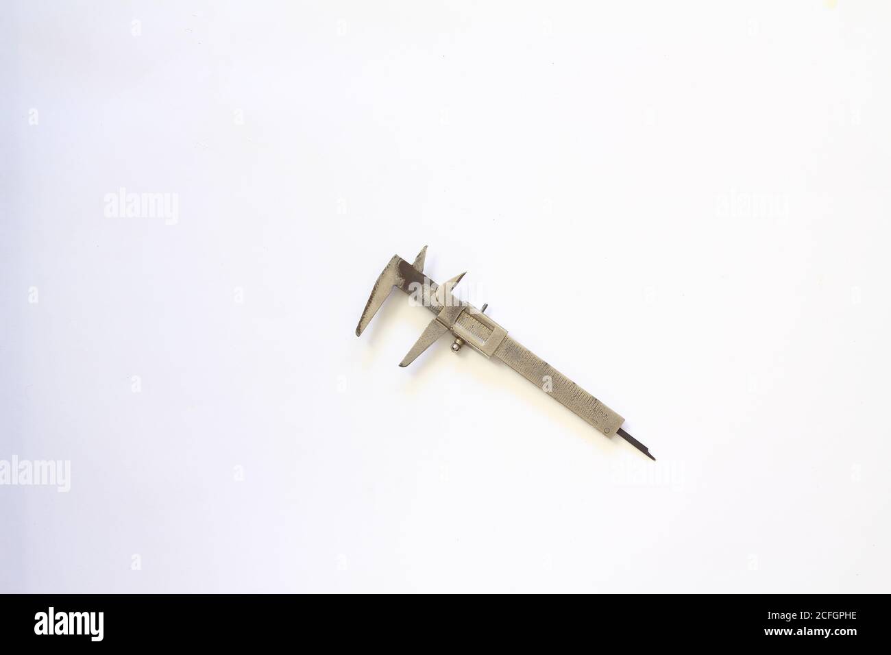 Very old used rusty iron calipers isolated on white background Stock ...