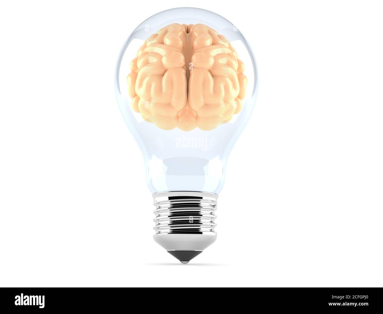Light bulb with brain isolated on white background Stock Photo - Alamy