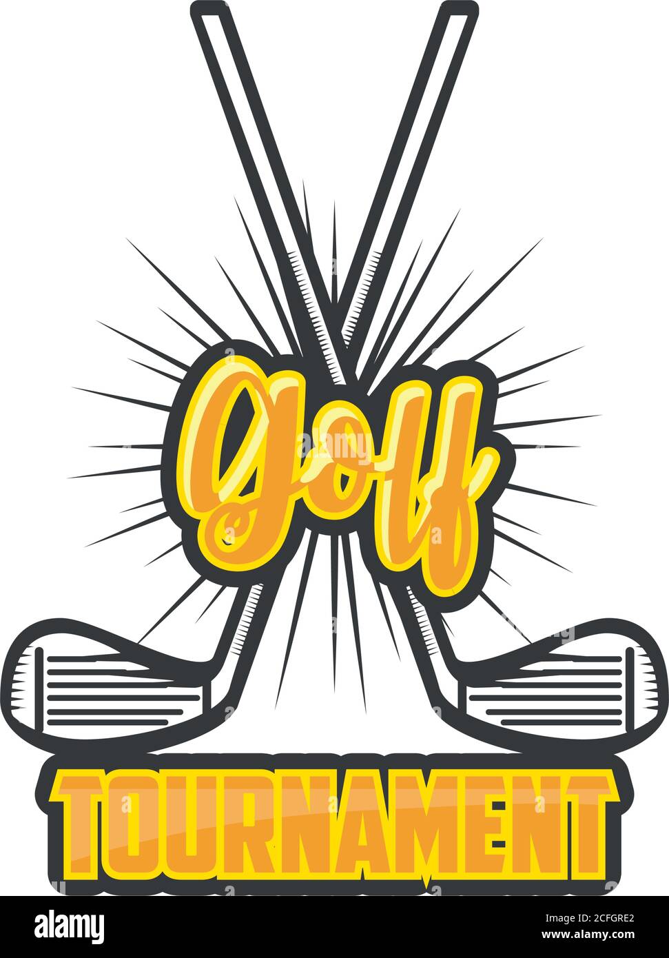 golf tournament label with putter vector illustration design Stock ...