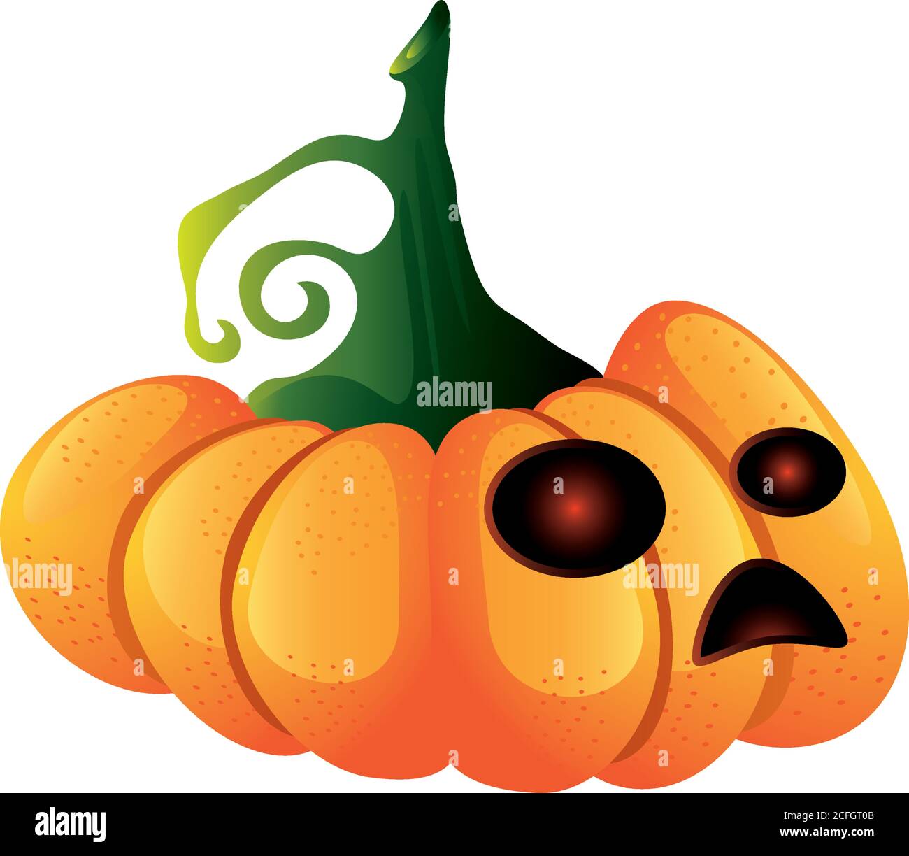 pumpkin with surprised face for halloween in white background vector ...