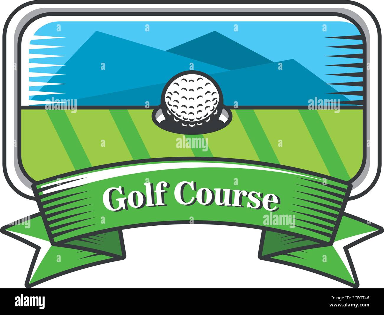 golf course label with shield and golf ball vector illustration design ...