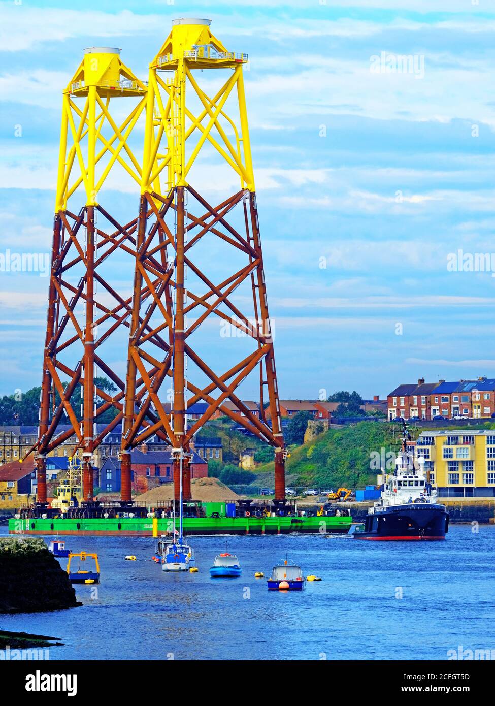 Newly completed wind turbines from Smulders Howdon Tyneside yard Tyne ...