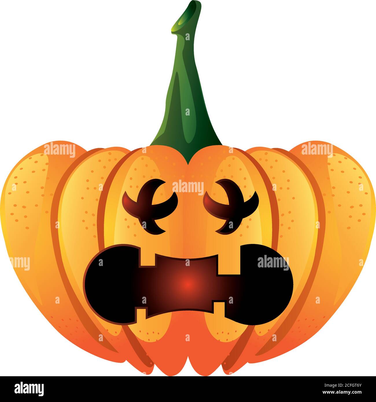 pumpkin with fear face for halloween in white background vector ...