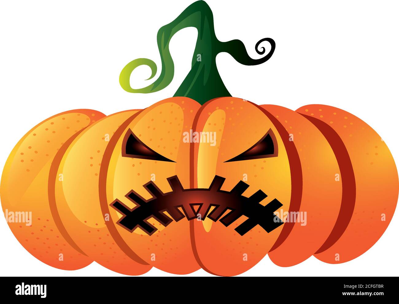 pumpkin with mystery face for halloween in white background vector ...