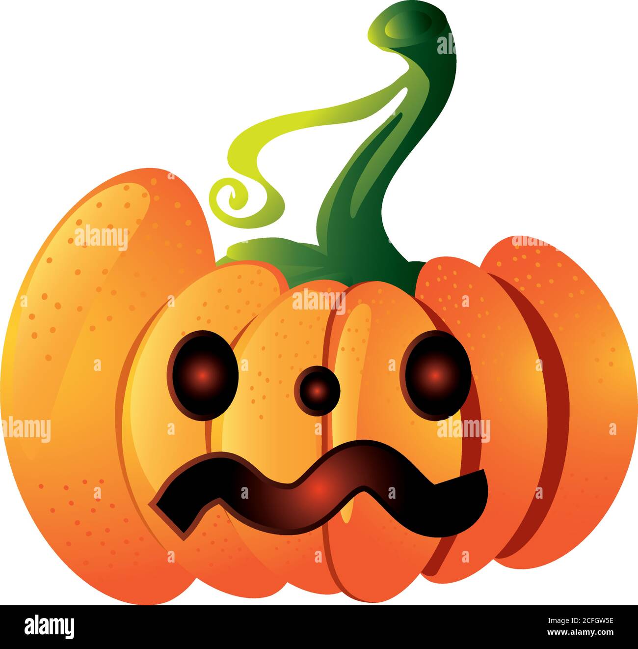 pumpkin with fear face for halloween on white background vector ...