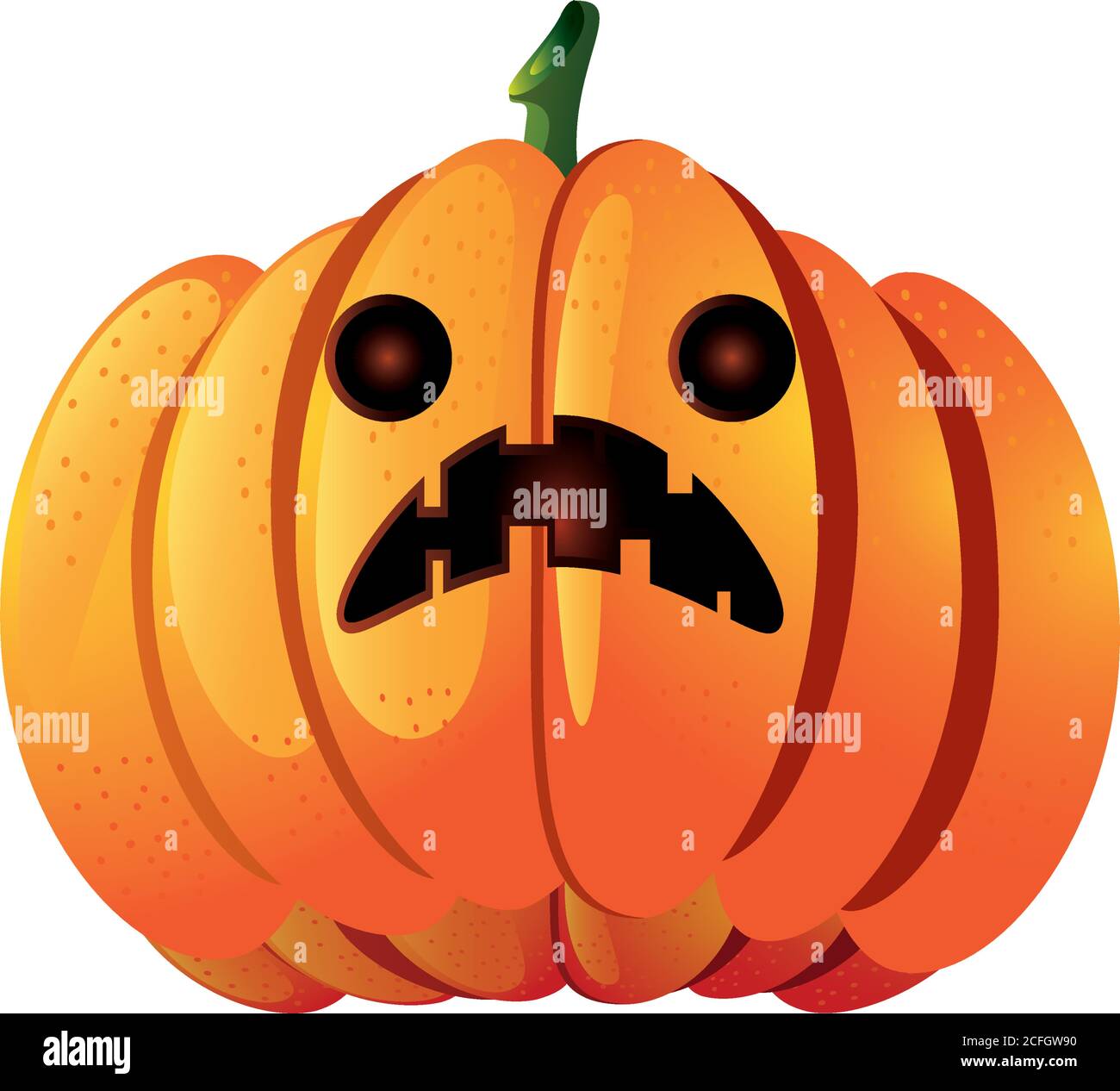 pumpkin with gloomy face for halloween on white background vector ...