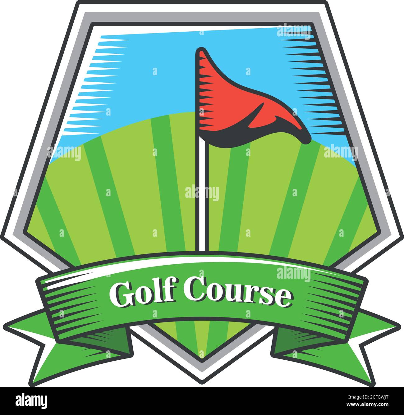 golf course label with shield and flag on white background Stock Vector ...