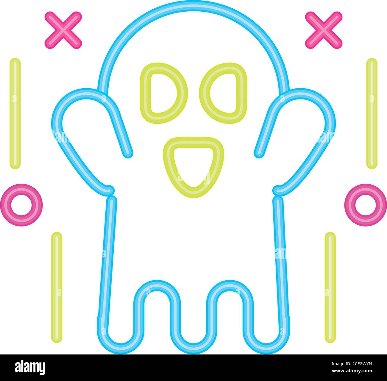 ghost in neon light for halloween vector illustration design Stock ...