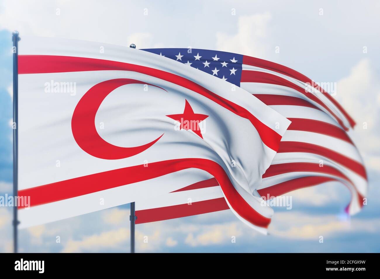 Waving american flag cyprus hi-res stock photography and images - Alamy