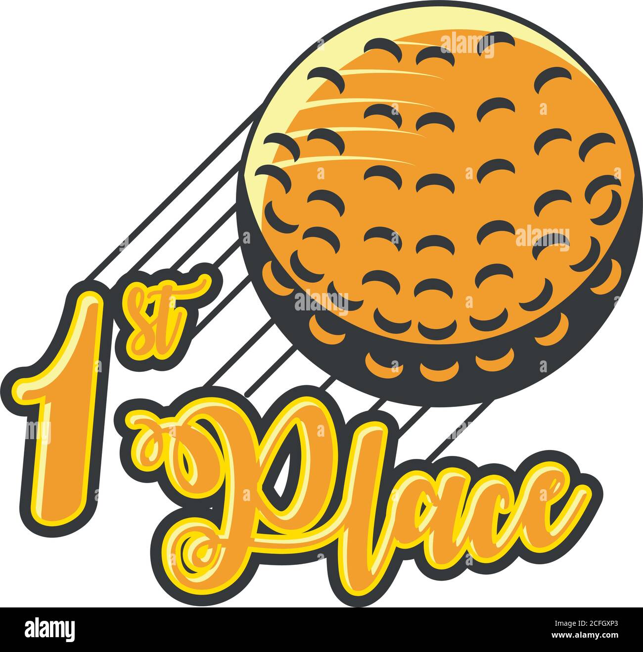 1st place label with golf ball on white background vector illustration ...
