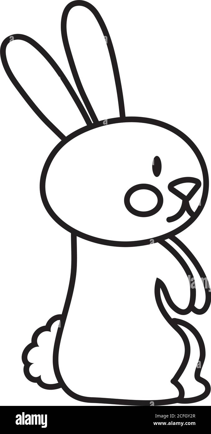 mid autumn cute rabbit back line style icon vector illustration design ...