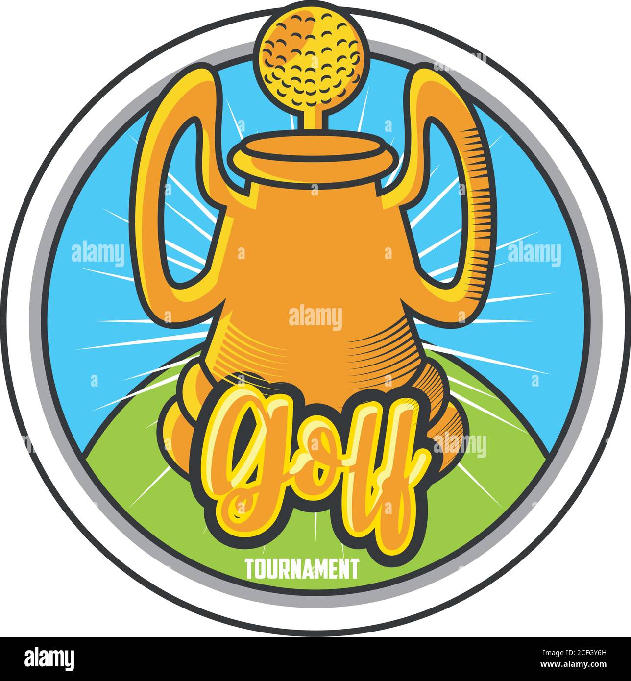 golf label with trophy on white background vector illustration design ...