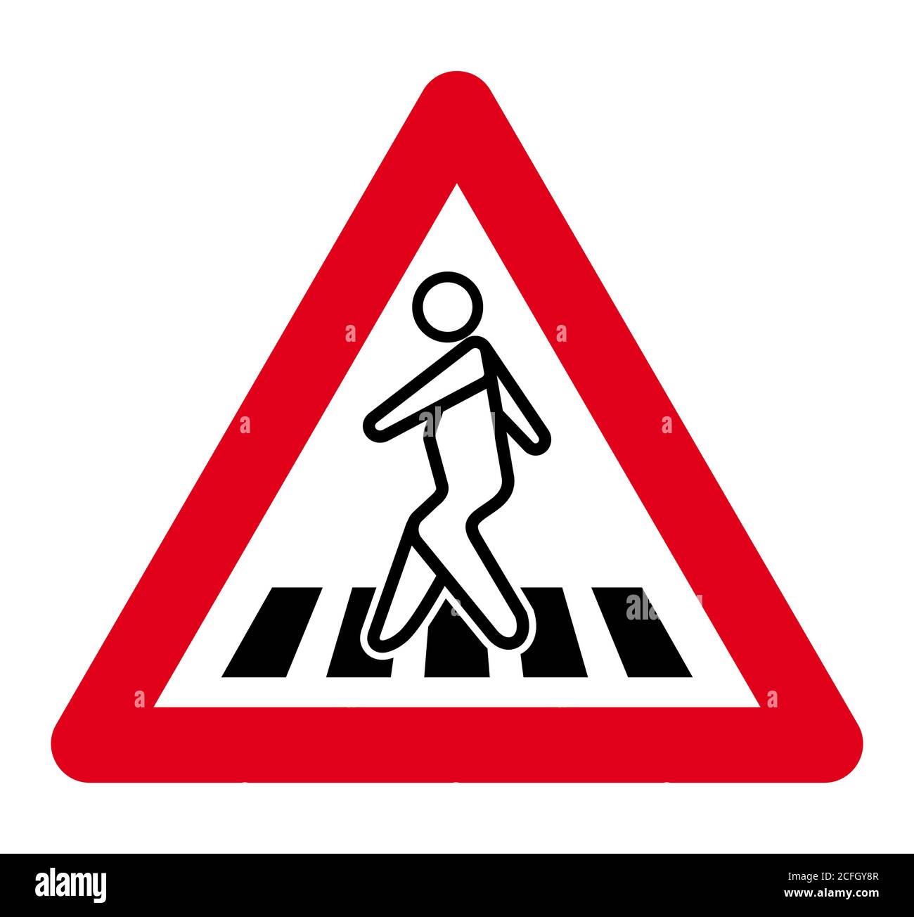 Pedestrian Crossing Warning Road Sign. Vector Illustration. Isolate on ...