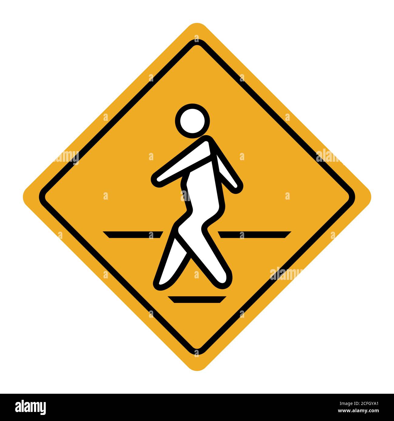 Pedestrian Crossing Warning Road Sign. Vector Illustration. Isolate on ...