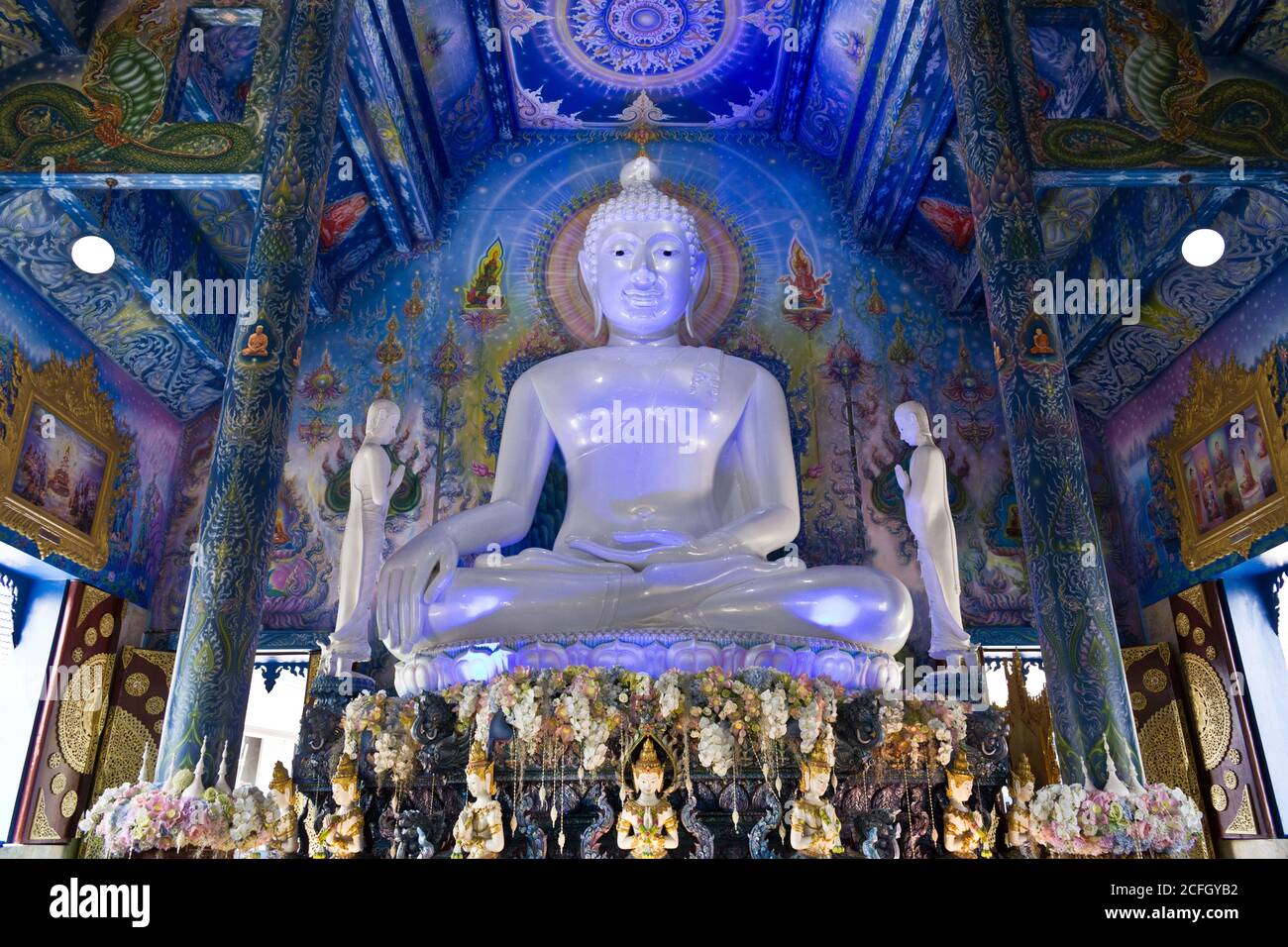 Buddha Statue Inside of Wat Rong Seur Ten (Blue Temple), Chiang Rai ...