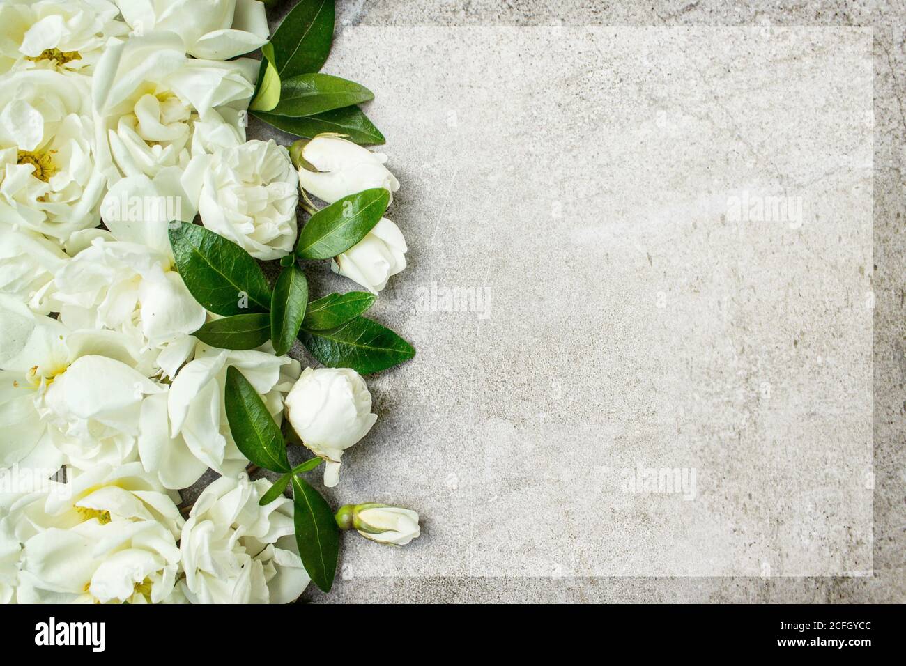 greeting card mockup. frame of spring flowers and an envelope. floral ...