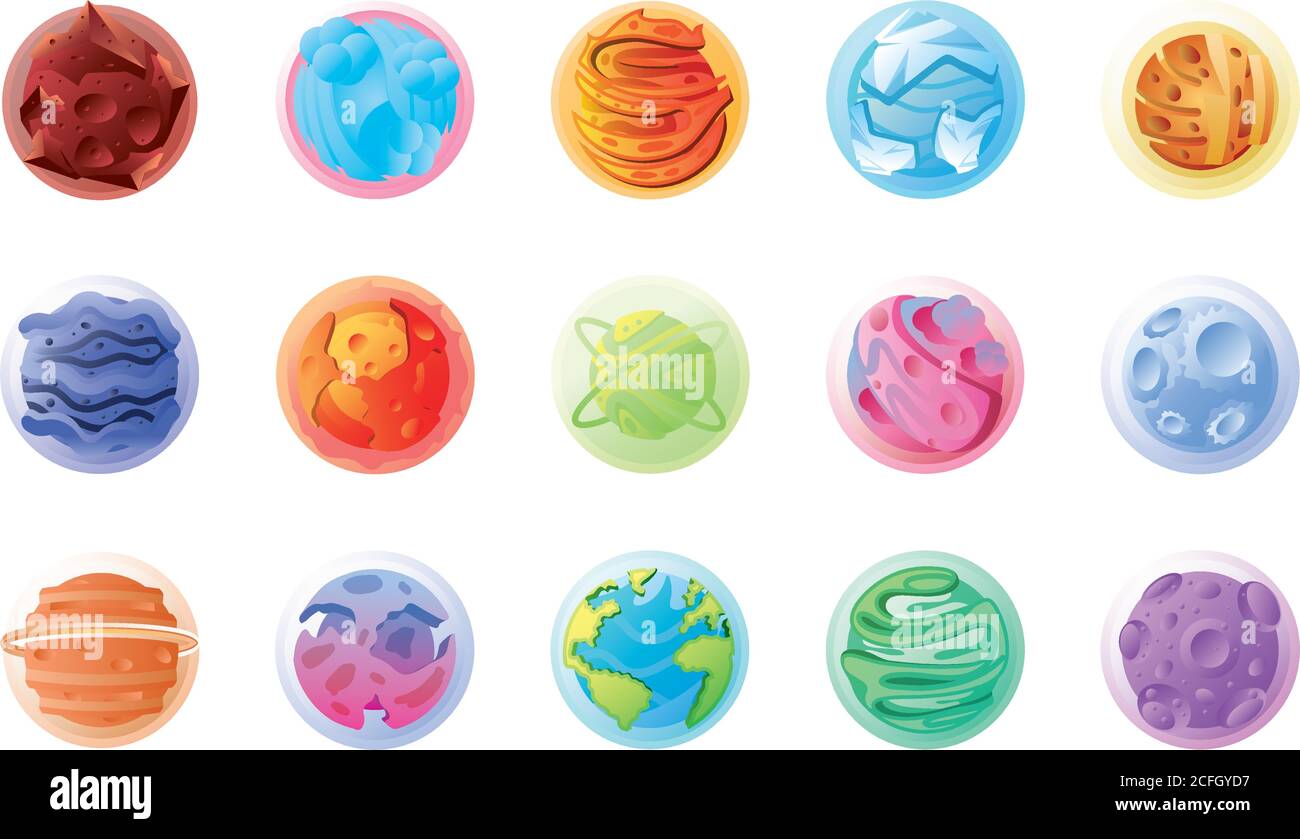 set of icons solar system over white background vector illustration ...