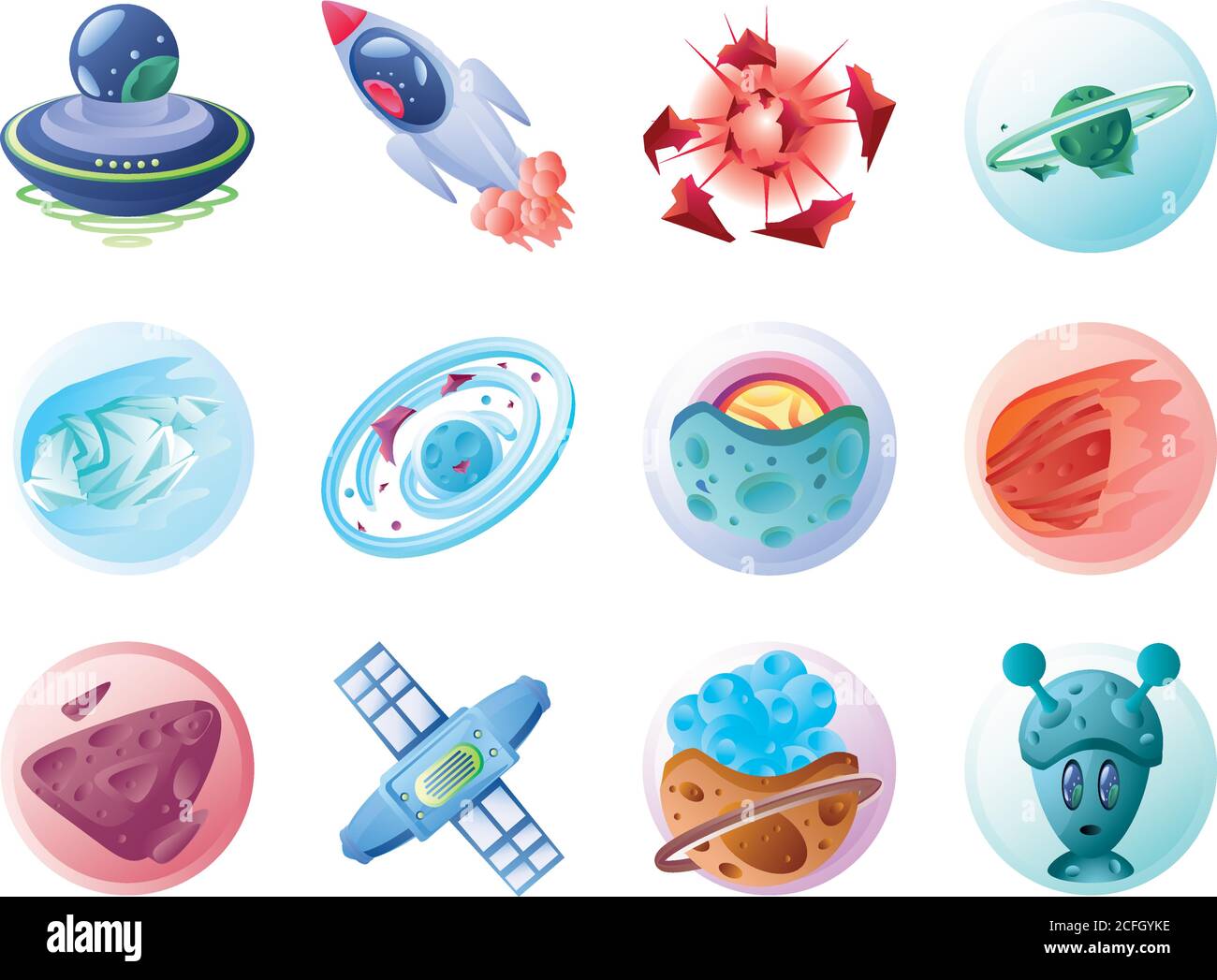 set of icons solar system in white background vector illustration ...